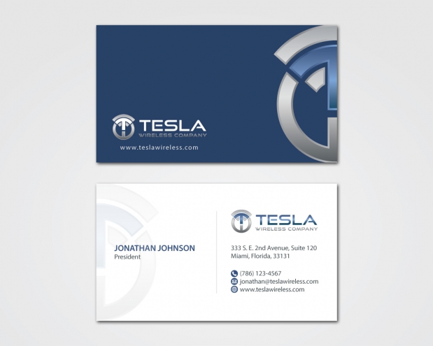 Business Card Design #42 | 'Tesla Wireless Company' design project ...